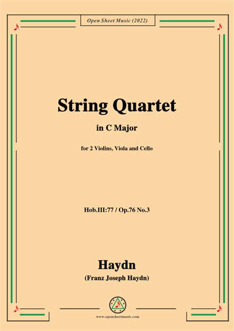 Haydn String Quartet In C Major Hob III 77 Sheet Music HAYDN String