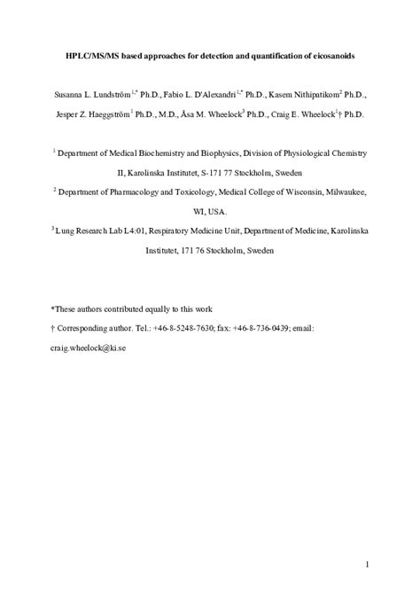 Pdf Hplcmsms Based Approaches For Detection And Quantification Of