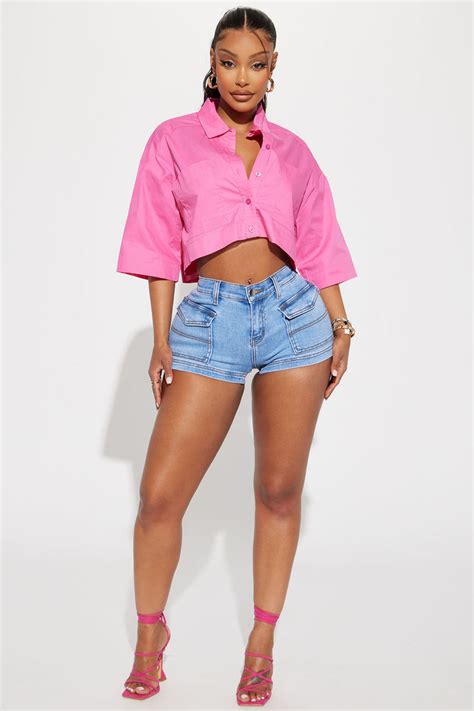 Busy Weekends Poplin Shirt Hot Pink Fashion Nova Shirts And Blouses