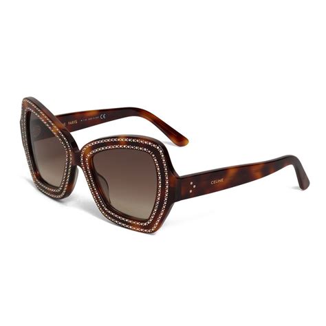 Céline Butterfly Sunglasses In Acetate And Crystals Dark Havana