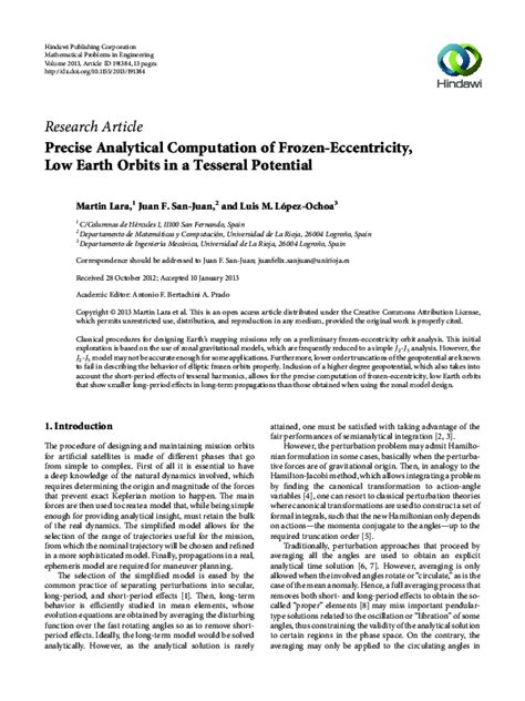 pdf precise analytical computation of frozen eccentricity low earth