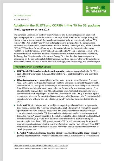 Aviation In The Eu Ets And Corsia In The ‘fit For 55 Package Umweltbundesamt