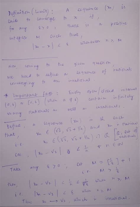 B A Sequence Rn Of Rational Numbers Having A Limit Lim R That Is