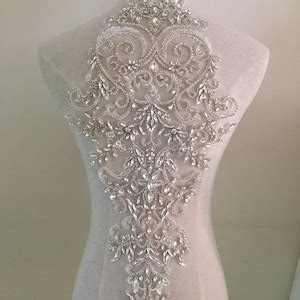 Large Rhinestone Bodice Applique Gold Crystal Applique Crystal Bodice Applique For Wedding