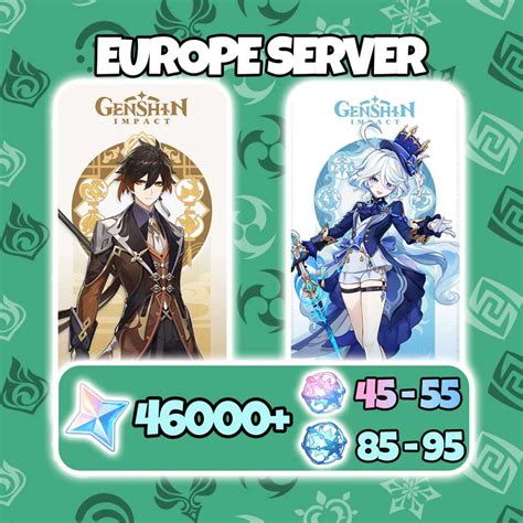 Europe Zhongli Furina 380 Wishes Ar50 46000 Primogems 45 55