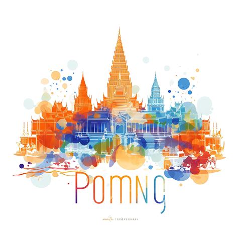 Premium Ai Image Landscape Of Phnom Penh Text With Bold And Angular Typography Design In T