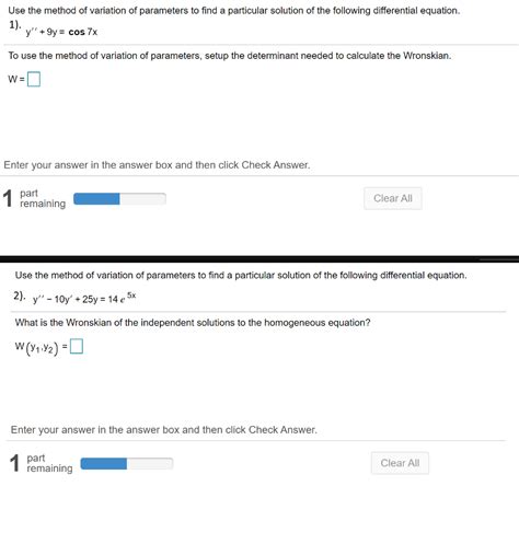Solved Use The Method Of Variation Of Parameters To Find A Chegg