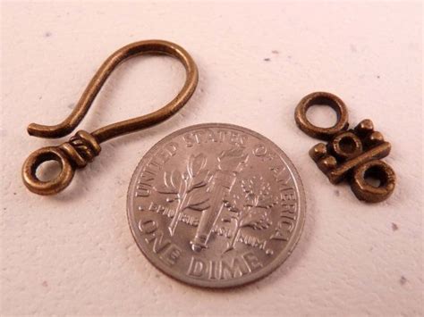 Antique Brass Hook And Eye Clasps Set Of 3