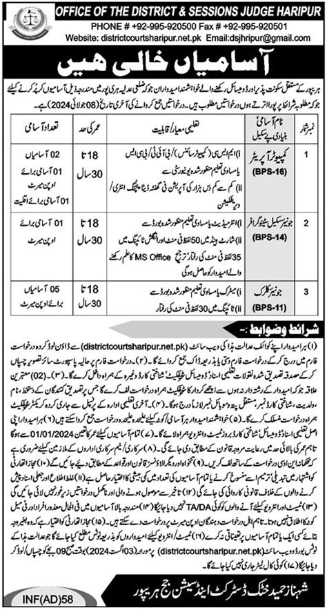 Advertisement District And Session Court Jobs 2024