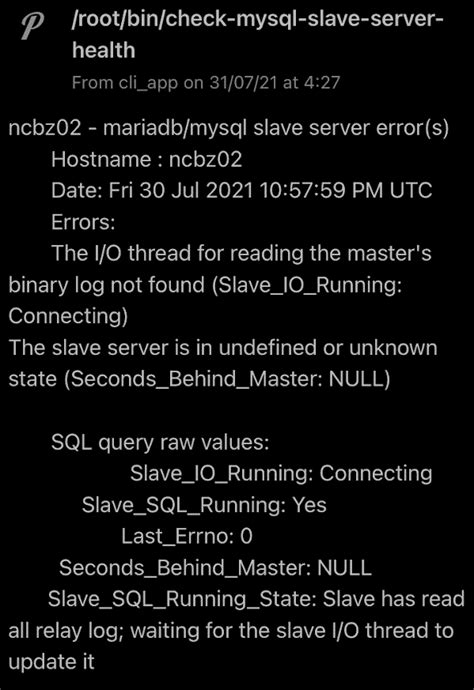 Script De Shell Para Monitorear La Replicaci N De Mariadb Y Enviar