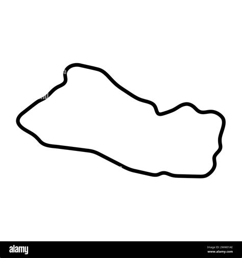 El Salvador Country Simplified Map Thick Black Outline Contour Simple
