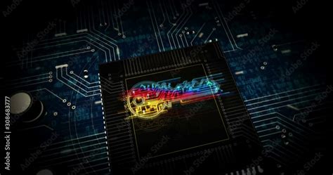 Cyber Security Key Futuristic Hologram 3d Rendering Animation Abstract
