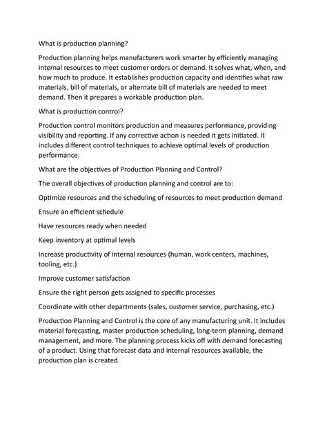 Production Planning And Control Steps And Benifits What Is Production