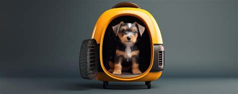 Premium Ai Image Dog In Pet Carrier Moving With Care And Compassion