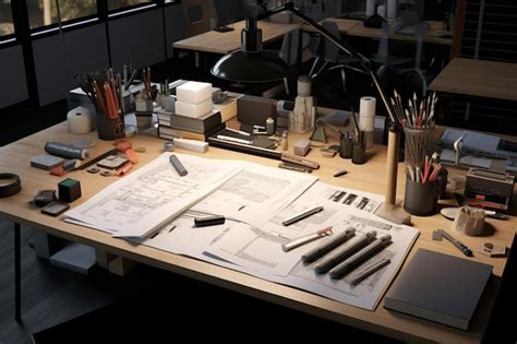 Premium Photo Desk Workspace With Various Elements