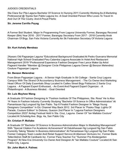 Judges Credentials Pdf