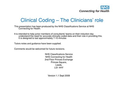 Ppt Clinical Coding The Clinicians Role Powerpoint Presentation