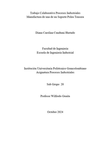 Entrega Final Semana 7 Procesos Industriales Pdf Mecanizado