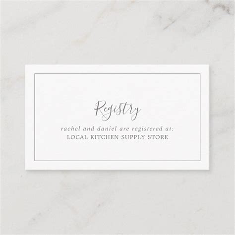 Minimalist Silver Gift Registry Enclosure Card Zazzle