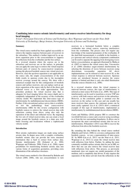 Pdf Combining Inter Source Seismic Interferometry And Source Receiver