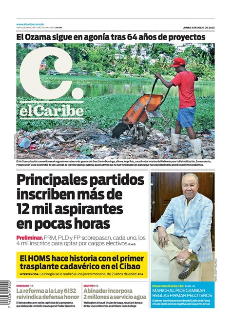 Portada Periódico El Caribe Lunes 03 Julio 2023 Dominicanado