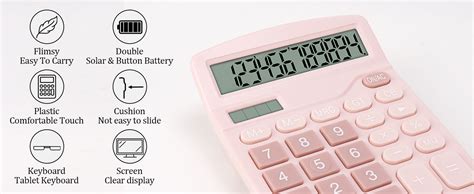 Pink Solar And Battery Desktop Calculator Big Buttons