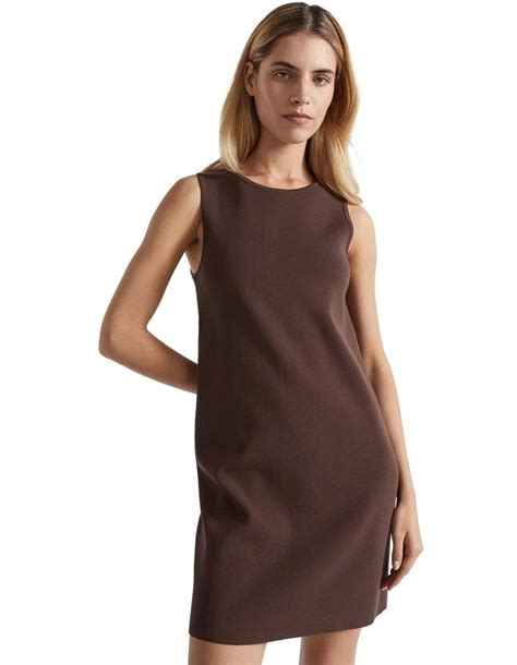 Seed Heritage Crepe Knit Shift Dress In Deep Raisin Myer