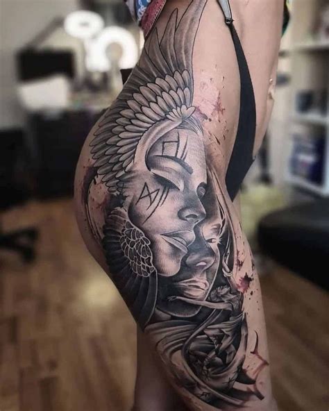 Thigh Tattoo Wings Thigh Piece Tattoos Cute Thigh Tattoos Upper Thigh