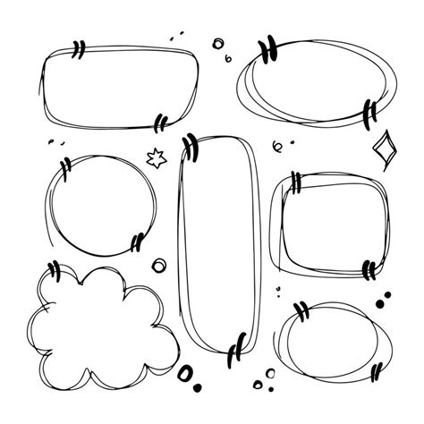 Hand Drawn Quote Box Frame Set Simple Speech Bubble Collection With