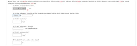 Solved A Small Object With Mass 4 30 Kg Moves Chegg