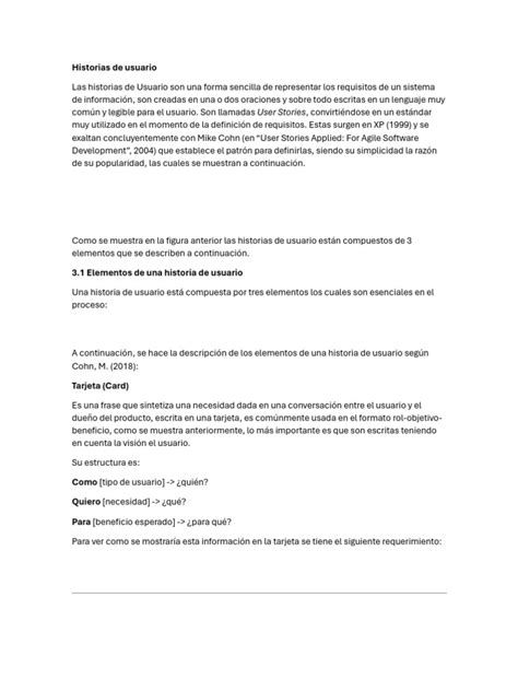 Historias De Usuario Explicacion Pdf Usuario Informática
