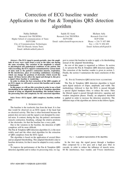 Pdf Correction Of Ecg Baseline Wander Application To The Pan