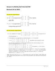 Tut8revA WithSol Pdf Answer To Maths LA Tutorial Ch8 Revised 24 Jul