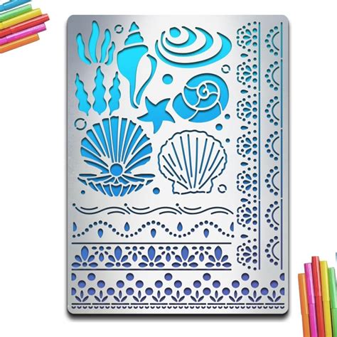 Shell Metal Journal Stencil Lace Metal Stencil 5 5×7 5inch Shell Conch