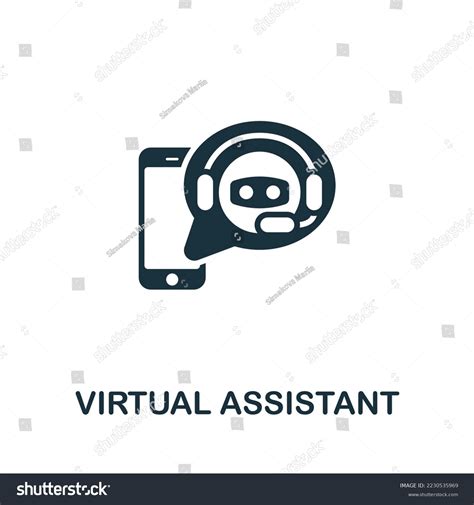 Virtual Assistant Icon Monochrome Simple Time Stock Vector Royalty