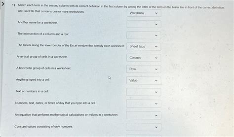 Solved Match Each Term In The Second Column With Its Correct Chegg Com