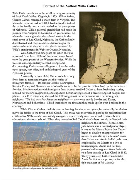 My Ántonia By Willa Cather Complete Teaching Unit Rigorous Resources