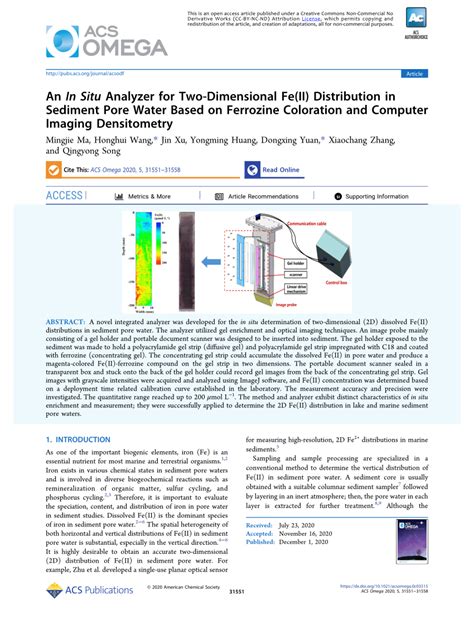 Pdf An In Situ Analyzer For Two Dimensional Fe Ii Distribution In Sediment Pore Water Based