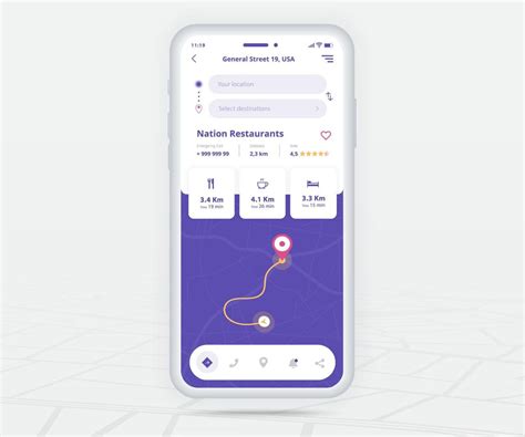Map Gps Navigation App Ux Ui Concept Mobile Map Application