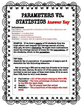 Parameters Vs Statistics By MsDowns Math Teachers Pay Teachers