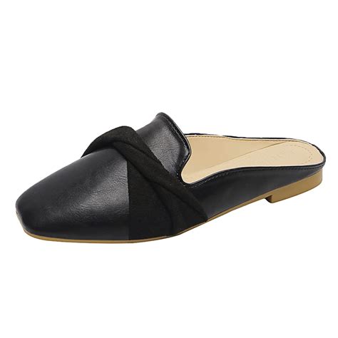 Nokio Mules For Women Flats Shoes Ladies Fashion Solid Color Leather