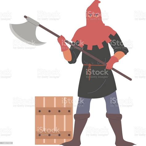 medieval executioner with ax vector icon stock illustration download
