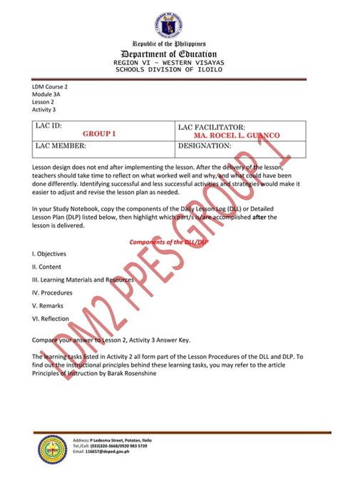 Learning Delivery Modalities Course 2 Worksheets Pdf