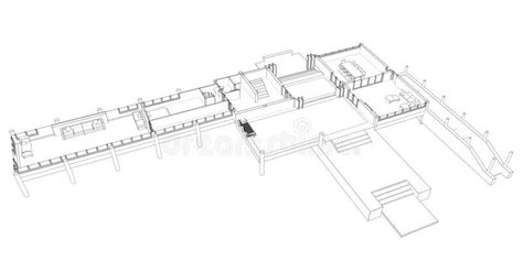 Illustration Of Building Design In Wireframe Stock Illustration Illustration Of Graphic