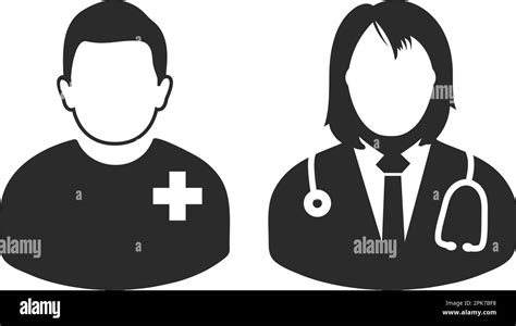 Male Patient And Female Doctor Icon Flat Style Vector Eps Stock Vector