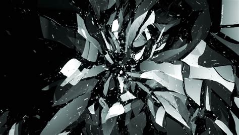 Cracked And Shattered Black Glass With Slow Motion Alpha Is Included
