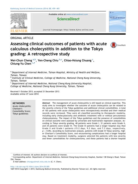 Pdf Assessing Clinical Outcomes Of Patients With Acute Calculous Cholecystitis In Addition To