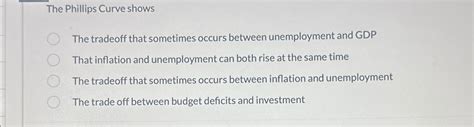 Solved The Phillips Curve Showsthe Tradeoff That Sometimes