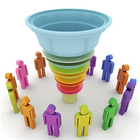 Diverse Human Figures Surround D Funnel In Colorful Scene Premium Ai