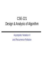 Time Complexity Ppt CSE Design Analysis Of Algorithm Asymptotic Notation II And